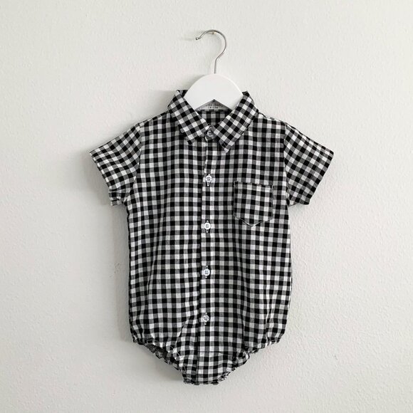 One Pieces | Nwt Cute Boys Oxford Button Down Romper Onepiece Gingham ...
